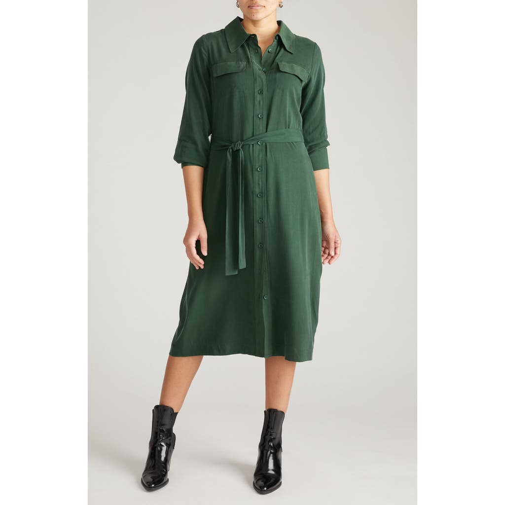 UNIVERSAL STANDARD Cooling Long Sleeve Stretch Cupro Blend Shirtdress